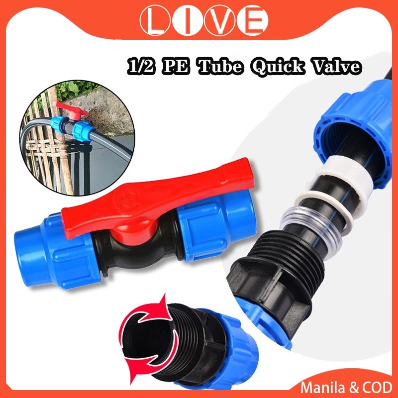 1/2” PE Tube Quick Valve Plastic Water Pipe Quick Connection Valve ...