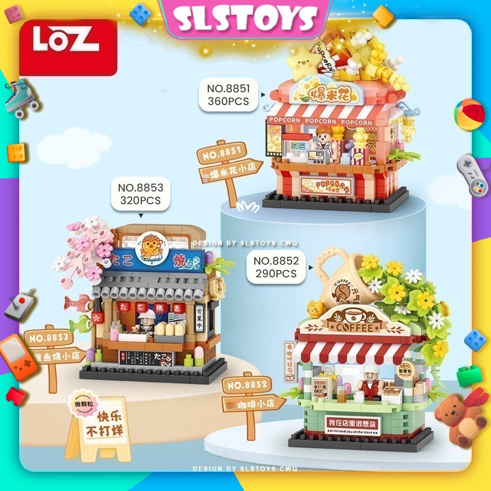 LOZ IDEAS Mini Block Street Shop Series Takoyaki Coffee Popcorn ...