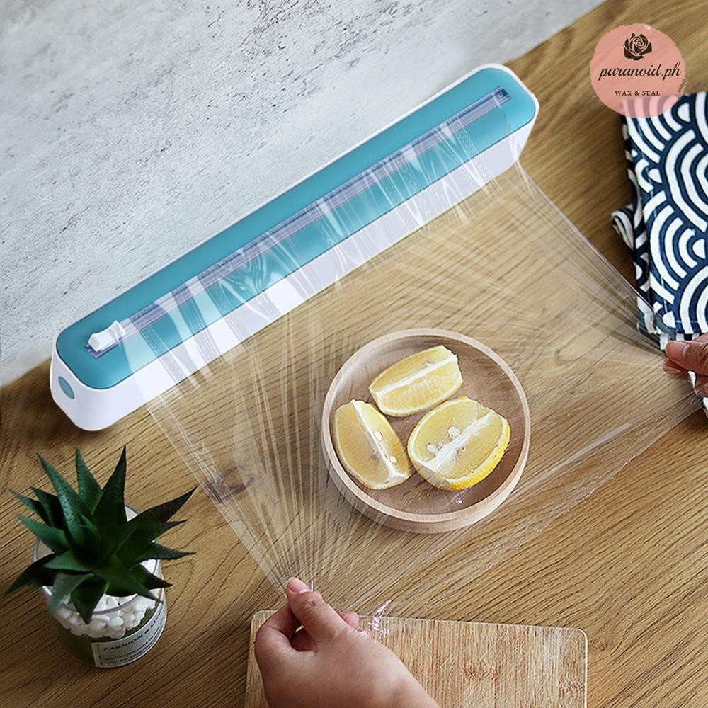 Plastic Wrap Dispenser with Slide Cutter Saran Wrap Dispenser Reusable ...