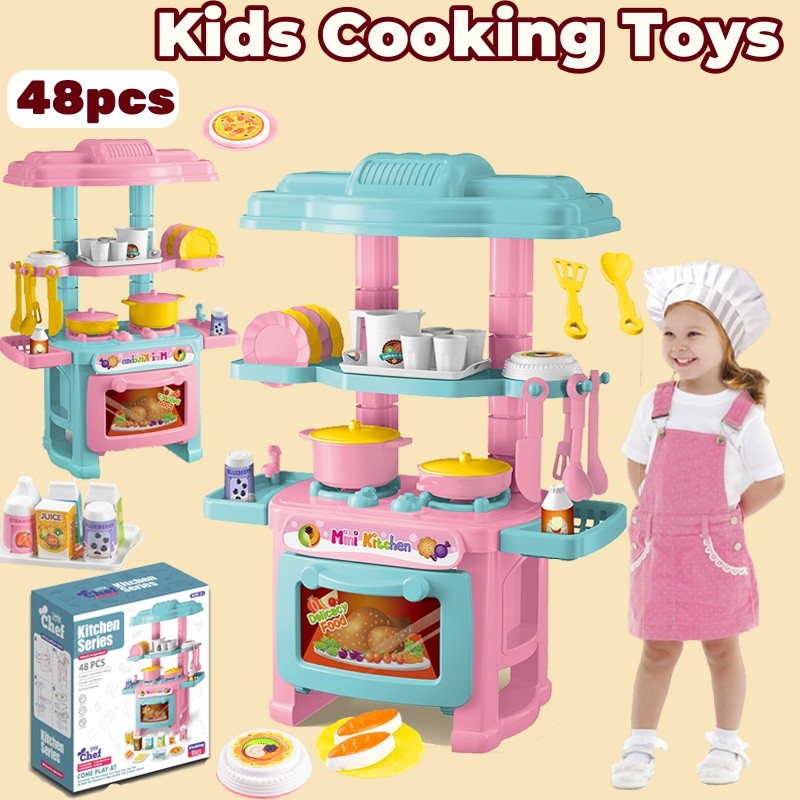 48pcs Mini Kitchen Set Toy Kids Pretend Cooking Toys House Play ...