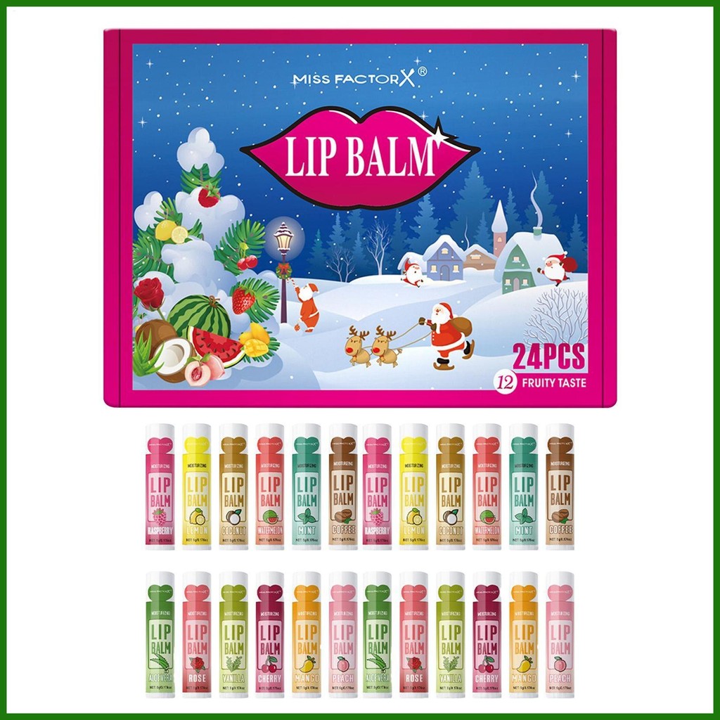 Advent Calendar Lip Balm 24 Days Nourishing Lip Balm 24 Days Christmas ...