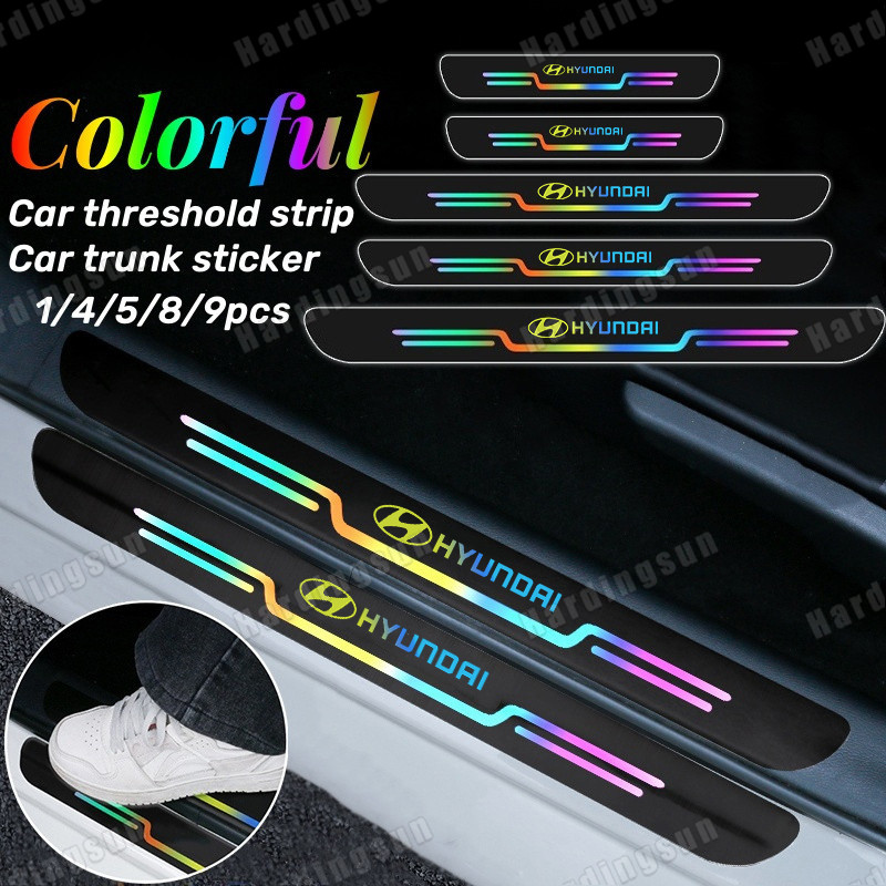 Hyundai Car Door Sill Sticker Colorful Reflective Sticker Car Threshold ...