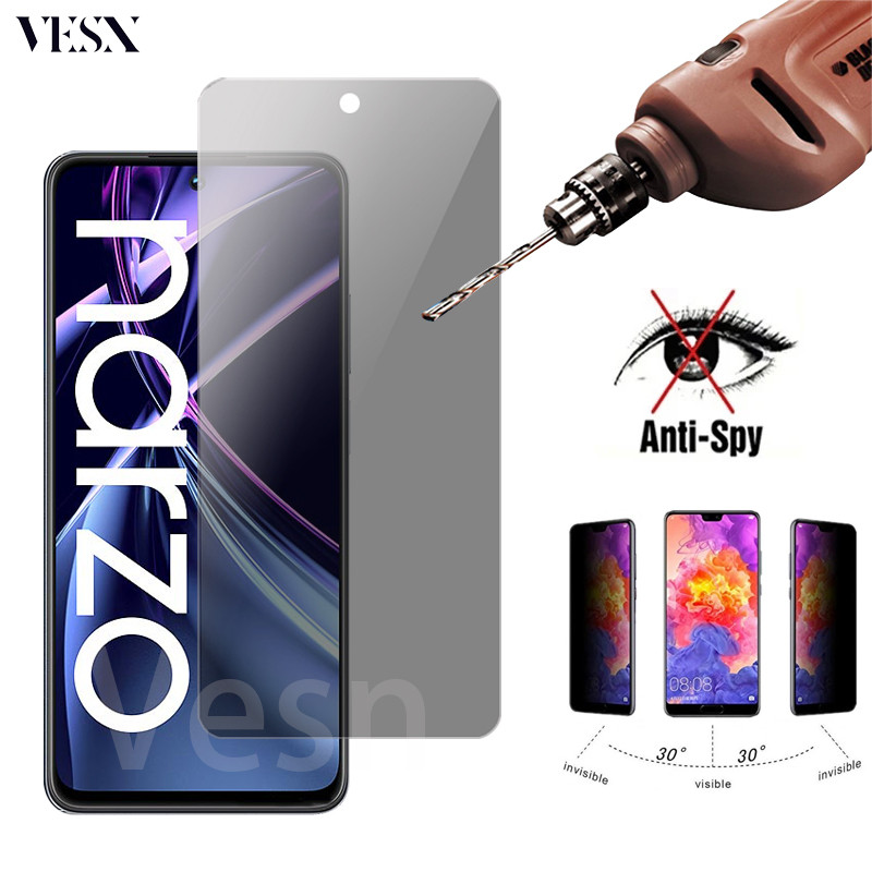 Anti-Spy Privacy Tempered Glass Screen Protector For Realme Narzo 70 Turbo 70x 60 60x 50 50A 50i ...