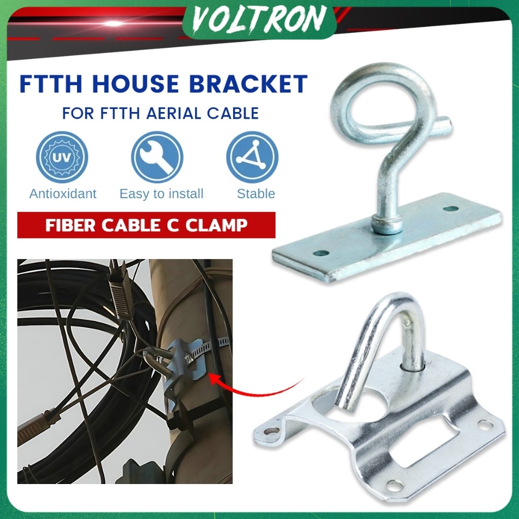 V.t Fiber Cable C Clamp FTTH / FTTX Fiber Optic Cable Hanger Hook Pole ...