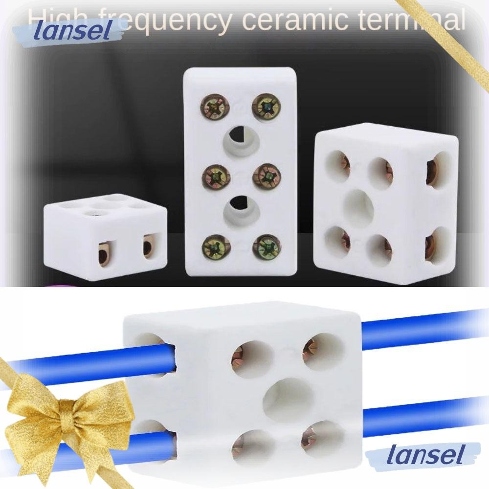 LANSEL Ceramic Wiring Terminal Block, 1 In 1 Out Electrical Screw Wire ...