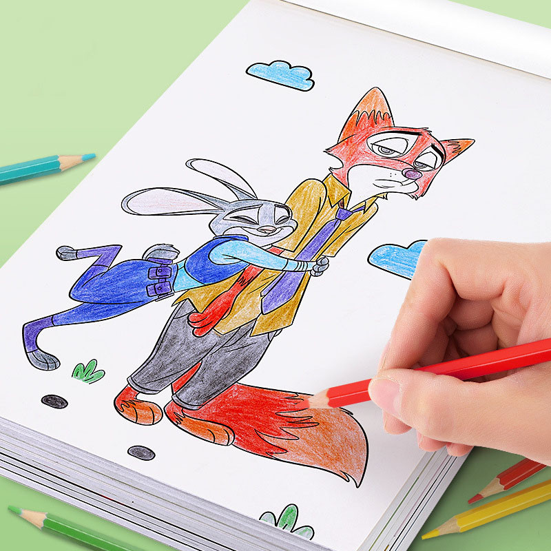 Portable Cute Cartoon Watercolor Album Coloring Book with Brush Water ...
