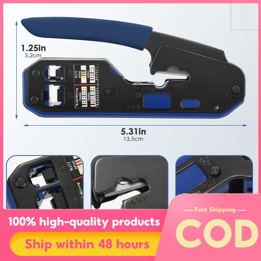 RJ45 Crimping Tool – The all-in-one design allows you to cut, strip and ...