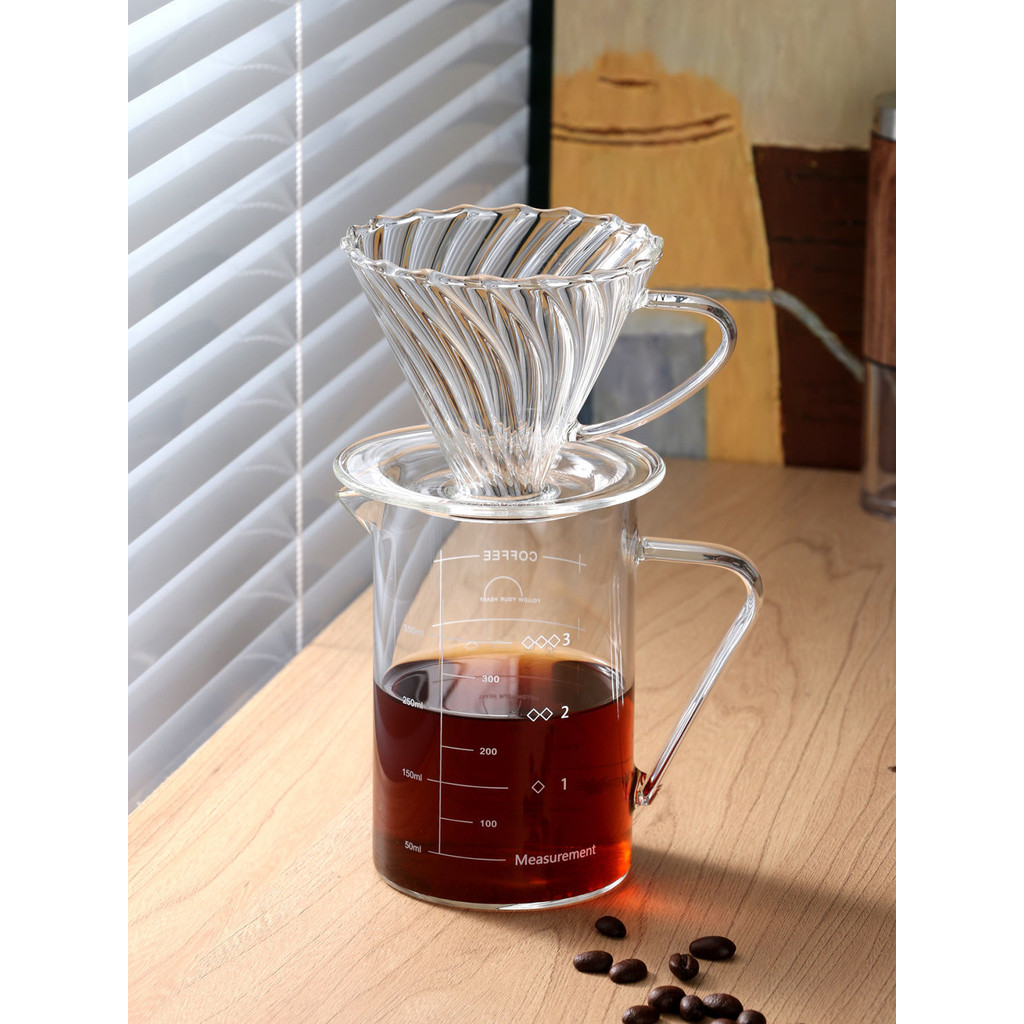 Glass manual coffee maker with drip filter and scale, special V60 hand ...
