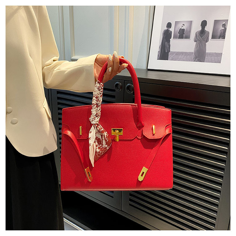 MY Elegant Large Capacity Silk Scarf Contrast Color Birkin Bag ...