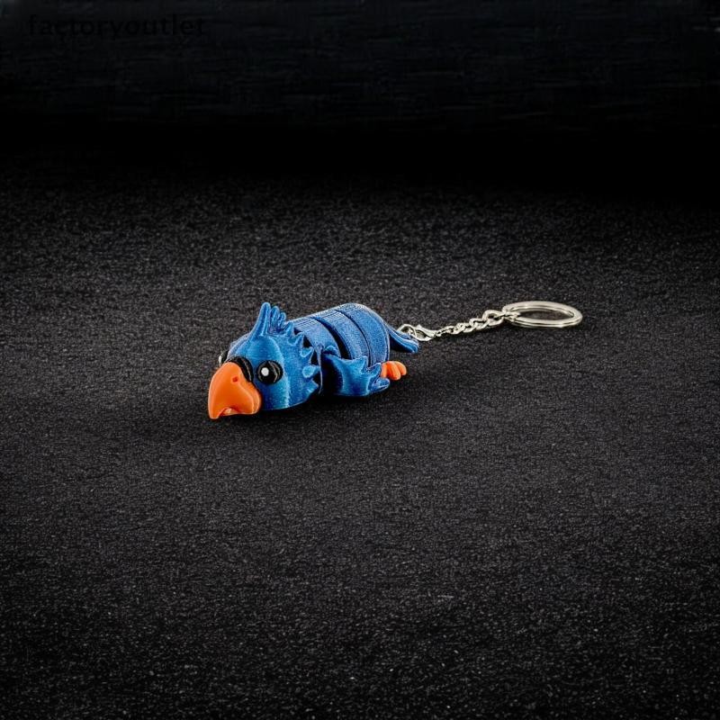 FCPH Creative 3D Printing Blue Parrot Model Pendant Keychain Backpack ...