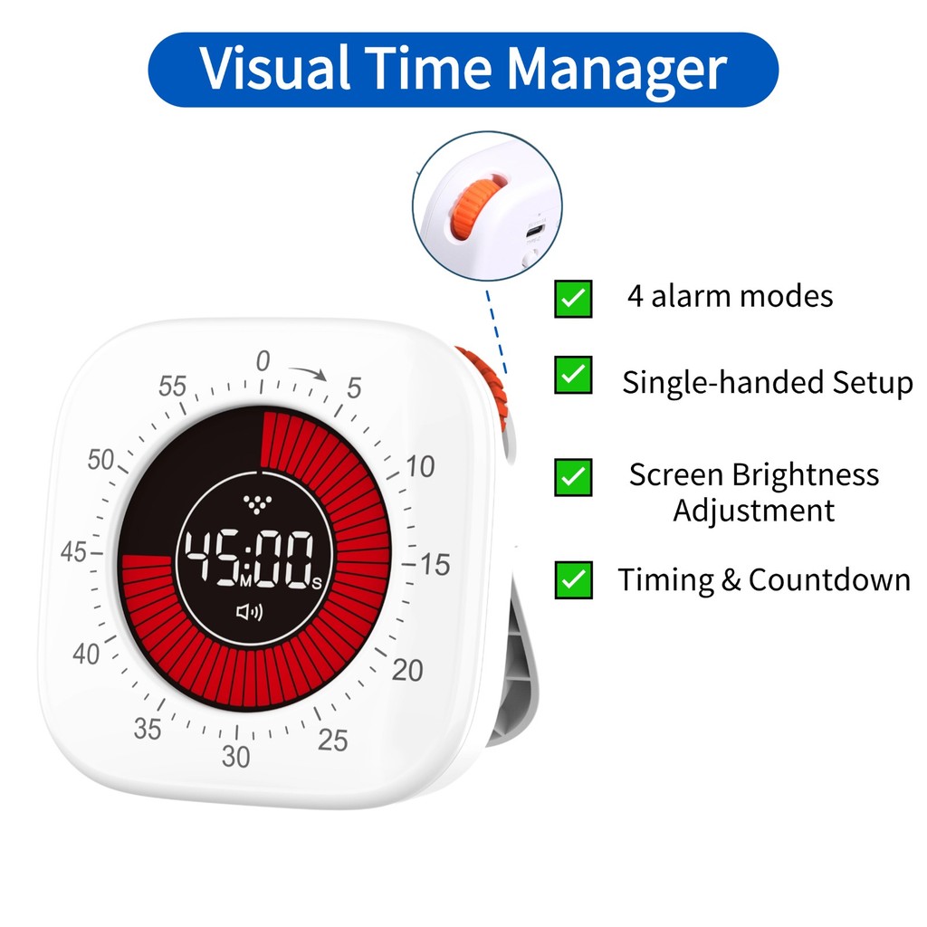 Rechargeable Visual Timer for Kids Study Teaching Digital Silcent ...