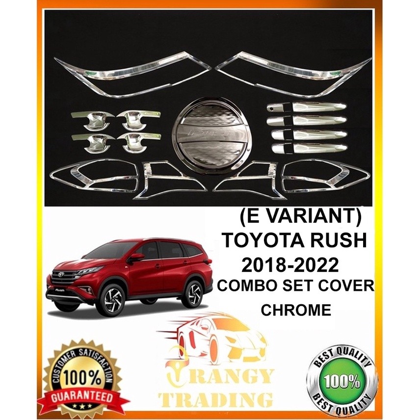 Toyota Rush 2018 to 2025 E VARIANT Garnish Combo set cover chrome ...