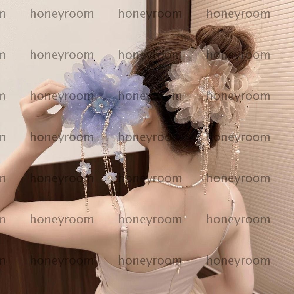HONEYROOM Flower Hair Clip, Lotus Flower Mesh Material Grasping Clip ...
