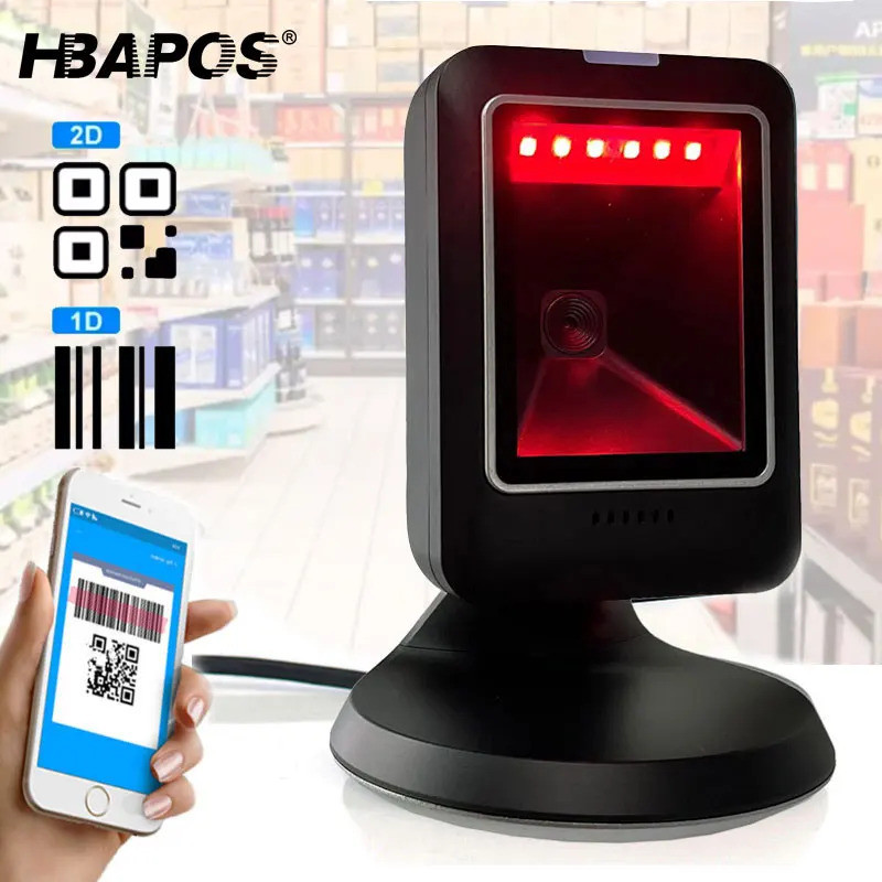 2D QR Hands-Free Barcode Scanner, Omnidirectional Automatic Sensing ...