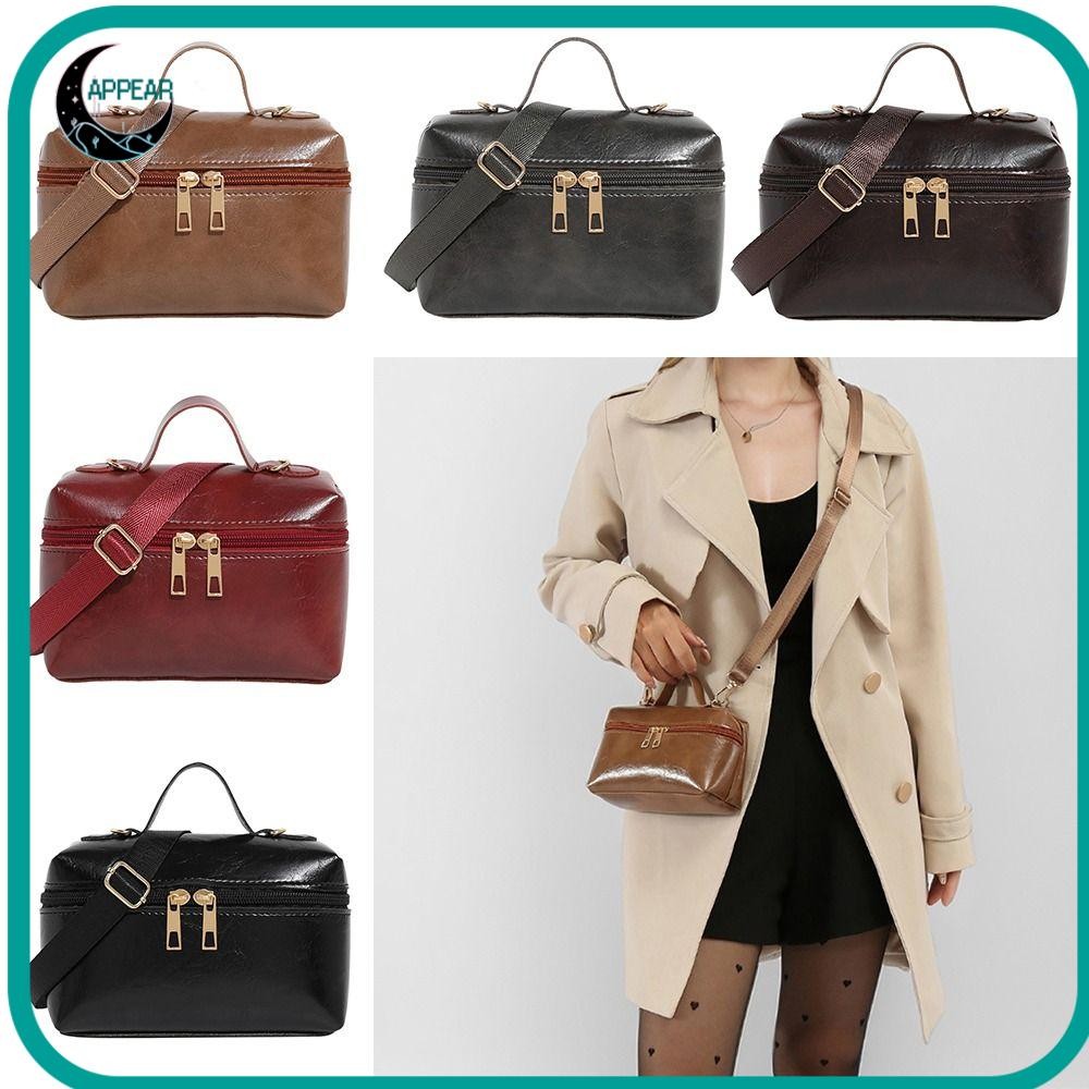 APPEAR Crossbody Bag, Large Capacity Leather Shoulder Bag, Zipper Solid ...