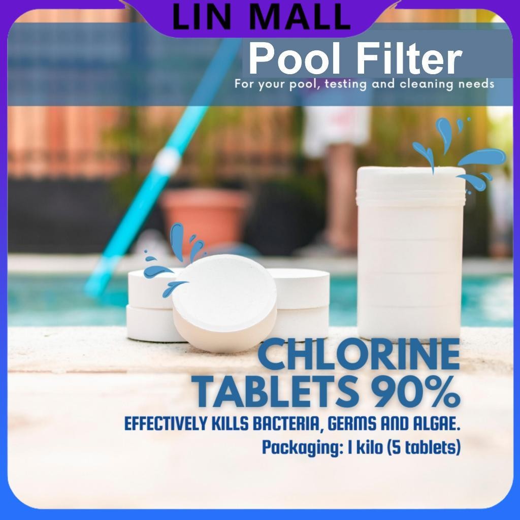 TCCA 90% Chlorine Tablets for Pool 1kg (5pcs×200g) - Fast Dissolving ...