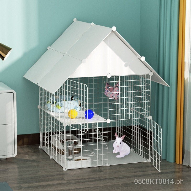 Rabbit House Two-Level Rabbit Cage with Urine Guard and Tray, Indoor ...