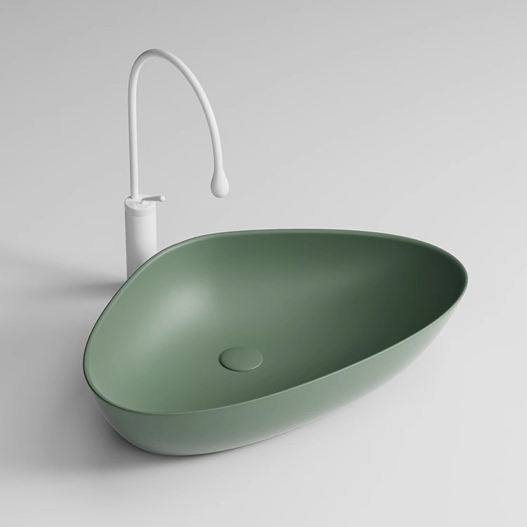 Ceramic Integrated Wash Basin Triangle Shaped Washbasin Single Basin ...