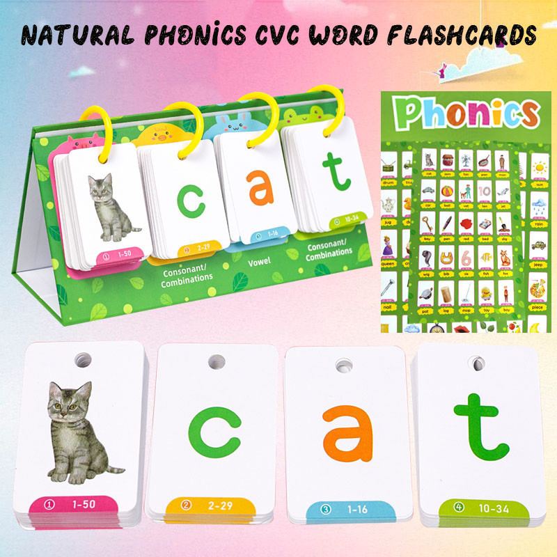 Geetoy 129pcs Kids Phonic English FlashCard CVC Words Desk Calendar ...
