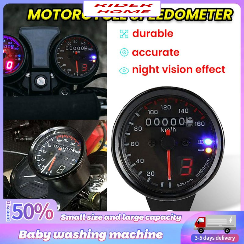 Universal Cafe Racer Gauge Single Indicator 12V Motorcycle 0-160 Km/H ...