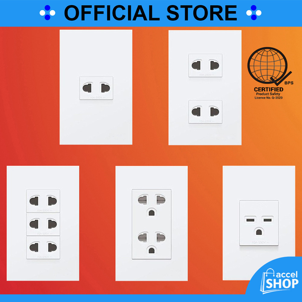 Accel Wide Series Universal Plug Outlets and Switch With Reflector Set ...