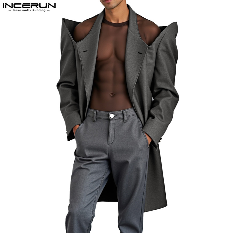 INCERUN Men Vintage Personalized Shoulder Scooped Long Sleeve Casual ...