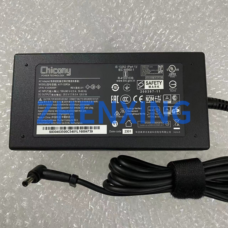 Chicony 20V 6A 120W AC Adapter For MSI GF63 Thin 11UD 11UC-848AU A17-120P2A Laptop Charger ...