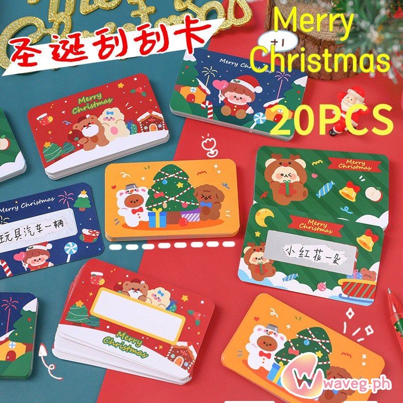 20pcs/set Scratch Card Self-made Cartoon Christmas Lucky Scratch Decor ...
