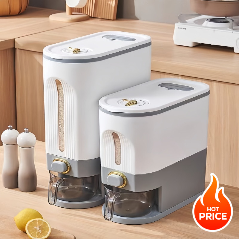 rice dispenser 10kg Big Size Rice Dispenser Storage Automatic Graduated ...