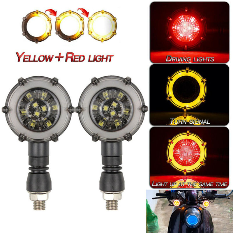 12V Motorcycle Universal Turn Signal Two Color Flowing Signal Light LED ...