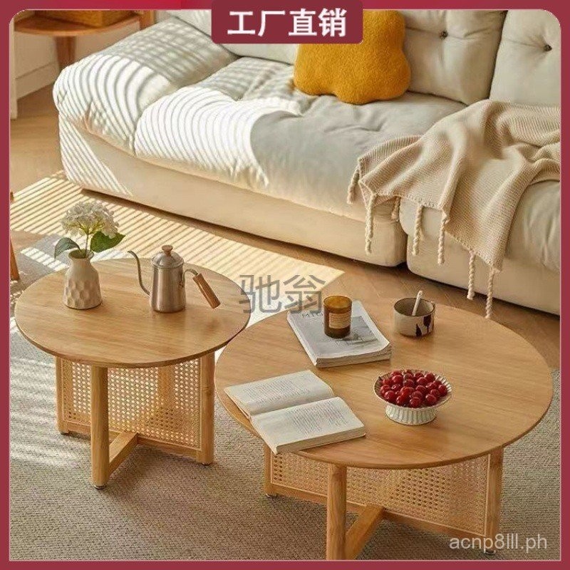 W|Nordic Rattan Solid Wood Tea Table Home B & B Sofa Side Table ...