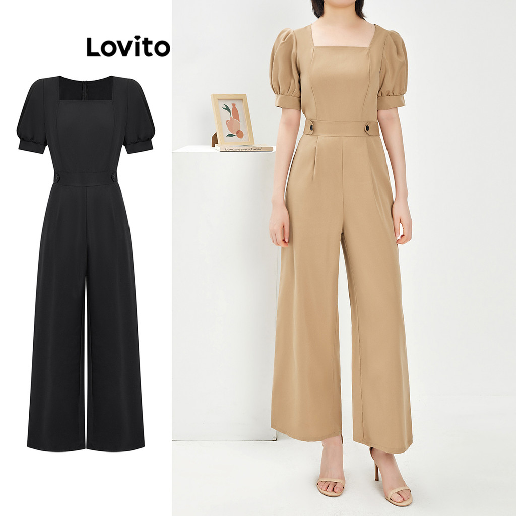 (KOL‘s pick) Lovito Women Basic Jumpsuits L68ED209 | Shopee Philippines