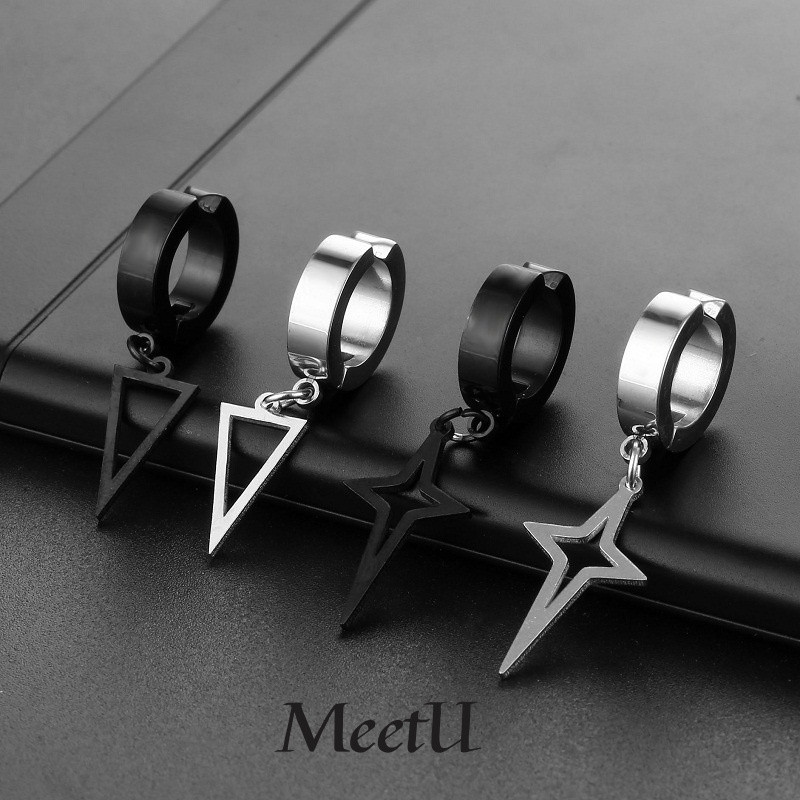 Fashion Titanium Steel Triangle Ear Cuffs for Men Personality Stainless ...