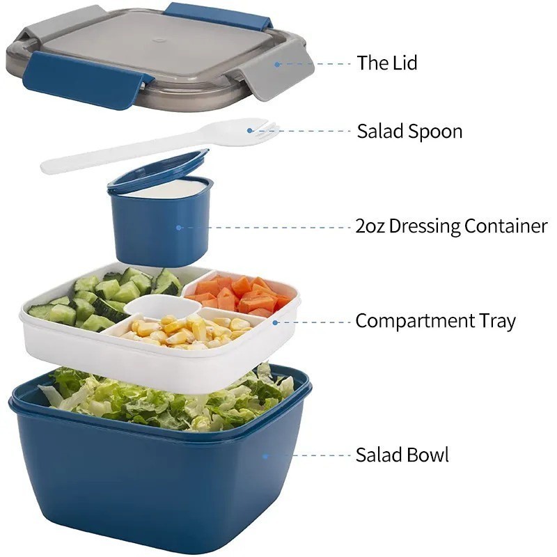 TTT 2-Tier Lunch Box 1100Ml Free Spoon Bento Lunch Box 1.1 Liter Food ...