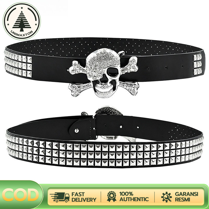 Fashion Gothic Punk Rivet Wide Belt Versatile Hip Pop Skeleton Belt For ...