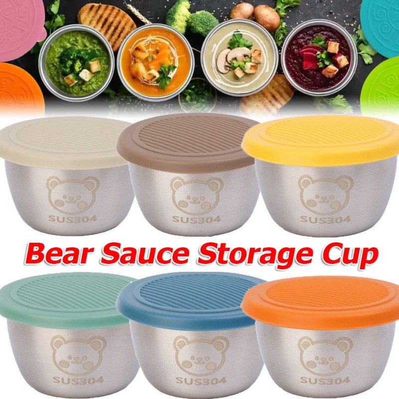 1/3/6Pcs Mini Sauce Storage Containers with Lids / Bear Pattern ...