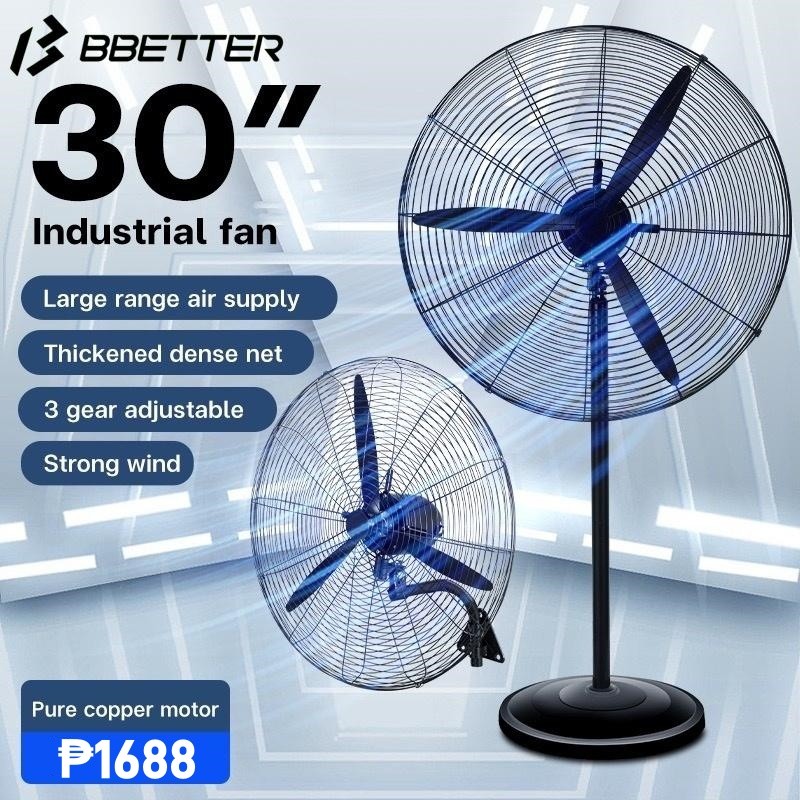 30 Inches Industrial Fan Heavy Duty Electric Fan Wall/Stand Fan Big ...