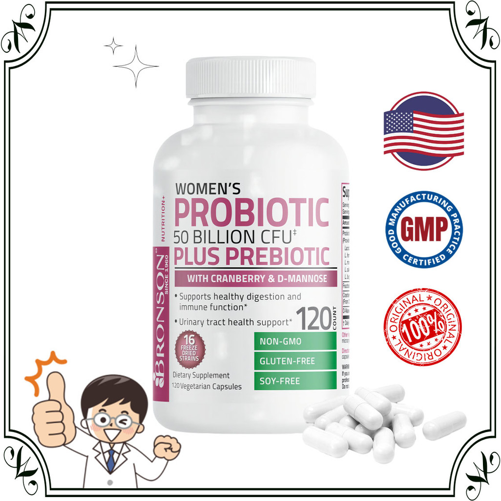 Bronson Probiotic Plus Prebiotic For Women 50 Billion CFU,Supports ...