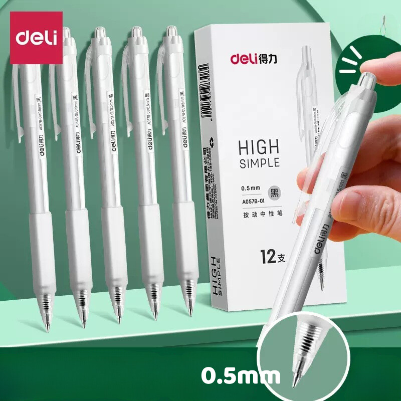 Deli A122 0.35mm Needle Nib Gel Pen FUMI Rubber Hand Clear Small Nib ...