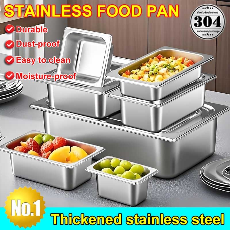 304 Stainless Steel Hotel Pan With Cover Dust-proof Buffet Food Storage ...