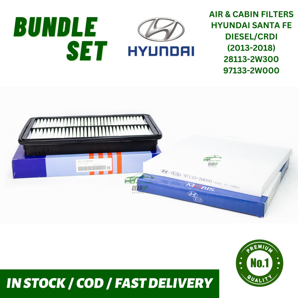 AIR & CABIN FILTERS for HYUNDAI SANTA FE DIESEL/CRDI (2013-2018) (28113 ...