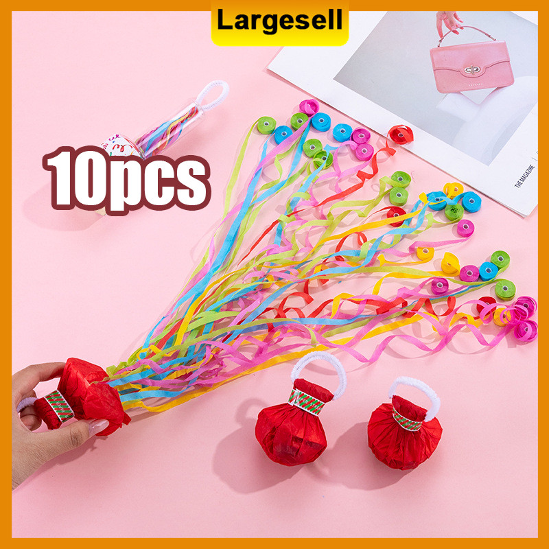10Pcs Colorful Hand Throw Streamer Hand Throw Confetti Poppers Birthday ...
