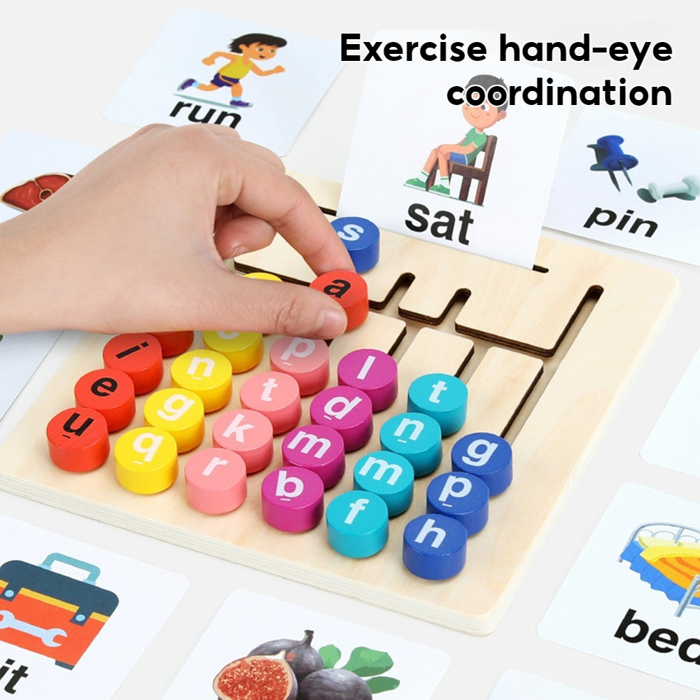 Vowel English words letter positioning maze children's early education ...