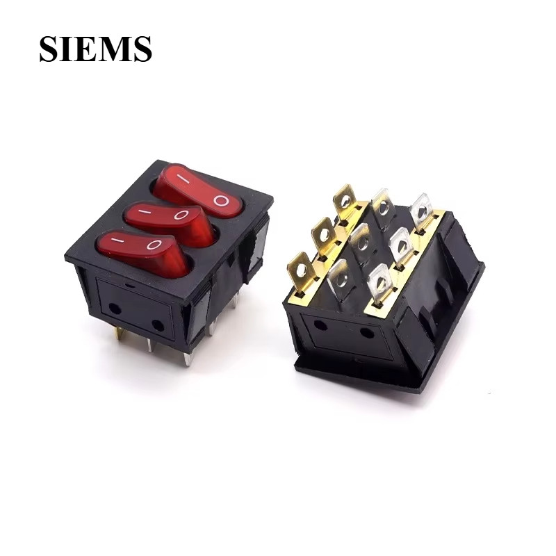 KCD3 Switch 2 gear 9 Pin red with light 3-in-1 combination rocker ...