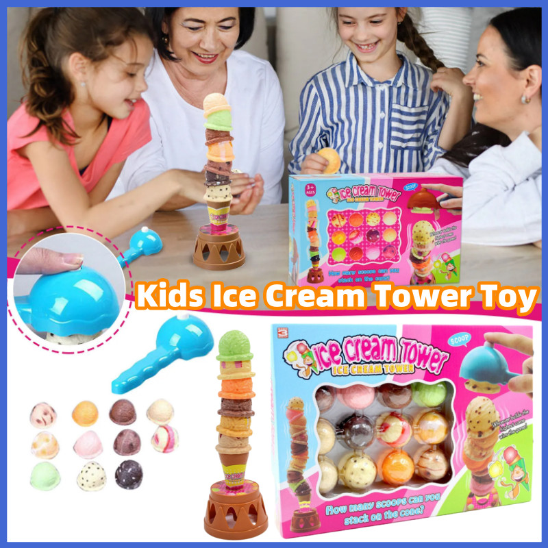 Ice Cream Stacking Tower Fun Game Set Children Balance Games Simulation ...