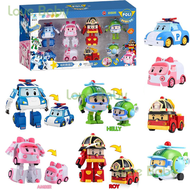 Genuine Deformation Police Polly Toy Deformation Robot Roy Fire ...