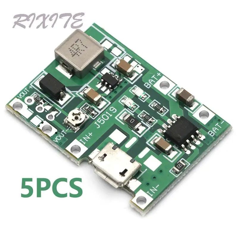 5PCS 3.7V 9V 5V Adjustable PCB Step Up 18650 Li-ion Battery Charge ...