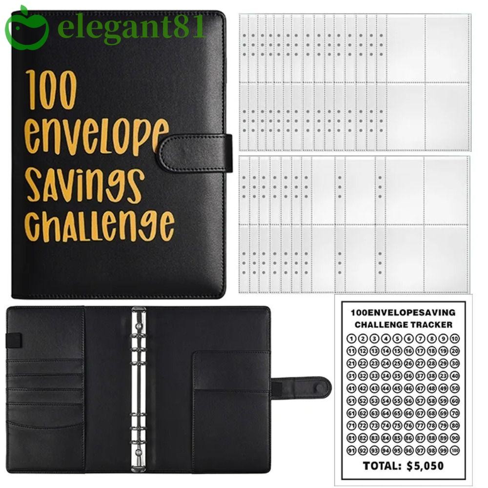 ELEGANT81 100 Envelope Challenge Binder, With Cash Envelopes Habit ...
