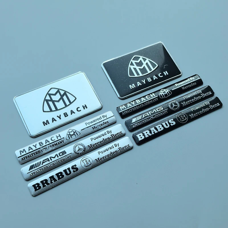 Square Long Thin Aluminium Label Sticker Car Emblem for Mercedes Benz ...
