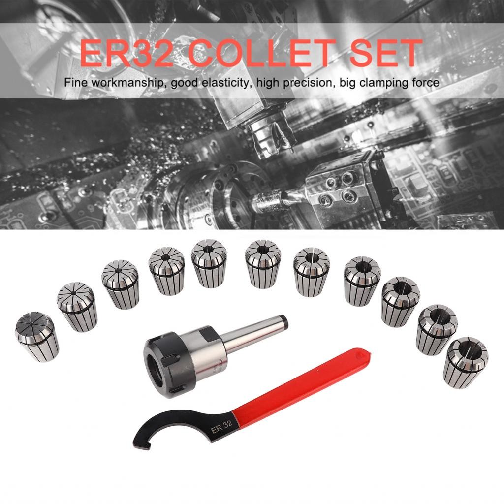 Buybybuy ER32 Collet Kit MT2 Shank Chuck & Spanner + Box For Milling ...